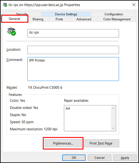 Sample setting of IPP printing in Windows | Shinanomachi Information ...